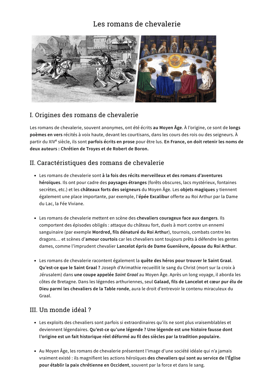 Les romans de chevalerie